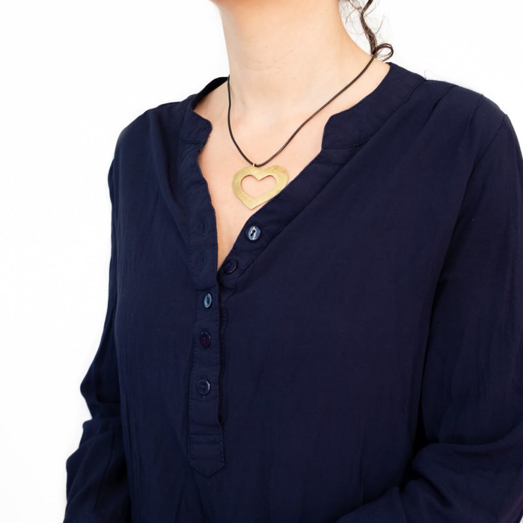 Hammered Metal Heart Necklace - Yad LaKashish