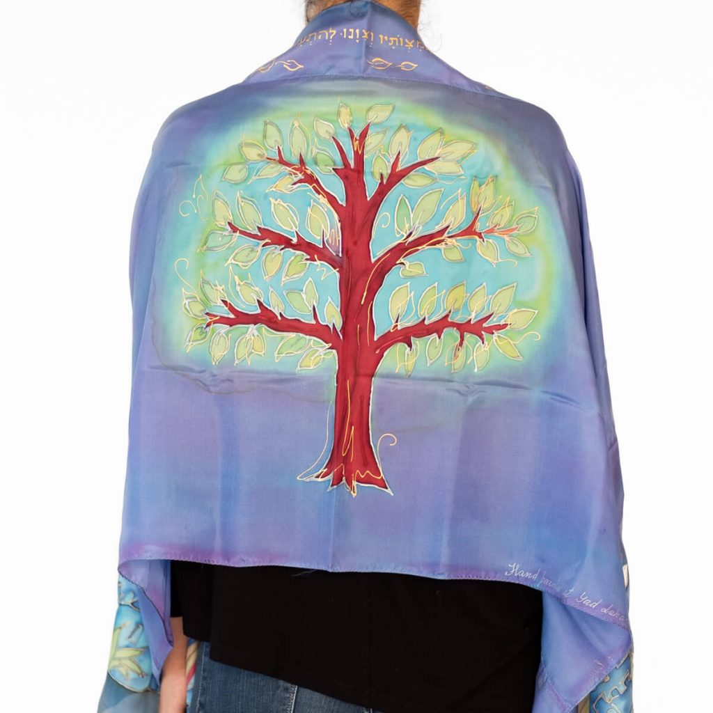 Purple Silk Tree of Life Tallit Set - Yad LaKashish