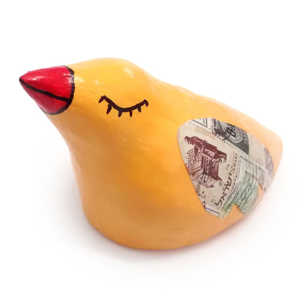 Paper Mache Bird with Colorful Stamps - Yad LaKashish