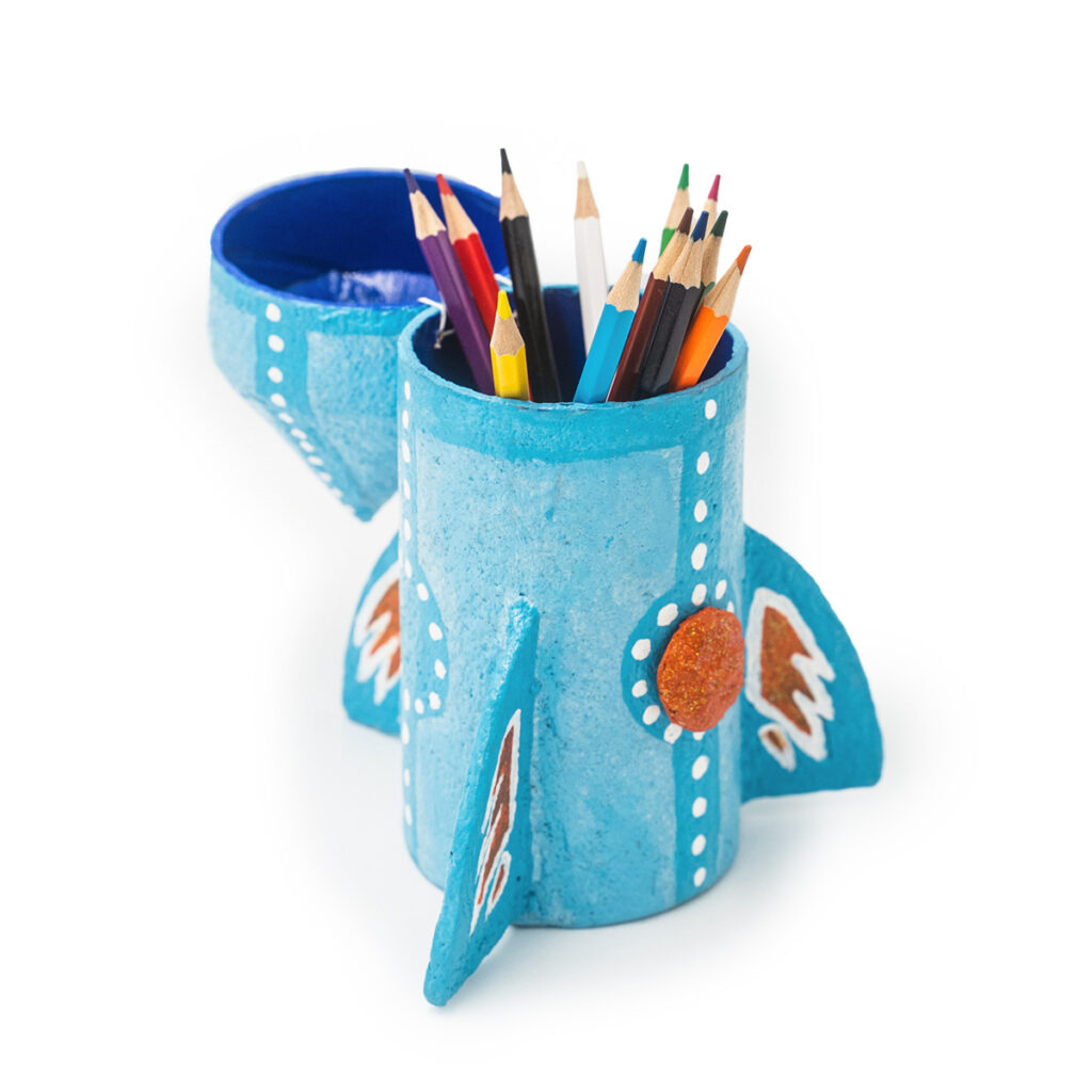 Paper Mache Rocket Pencil Case - Yad LaKashish